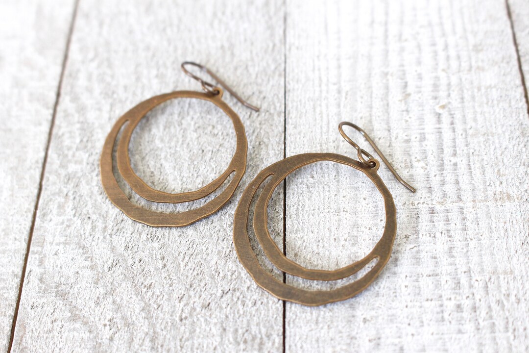 Antique Brass Split Ring Hoops - Etsy