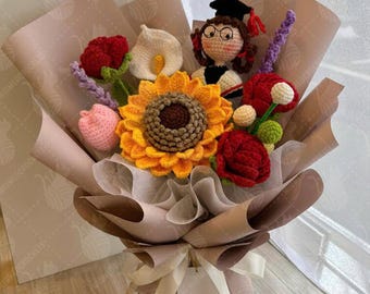 Personalized Crochet Graduation Flowers and Bouquets: Handcrafted Gifts ...