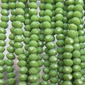 4x3mm Faceted Opaque Olive Green Chinese Crystal Rondelle Beads 9 Inch ...