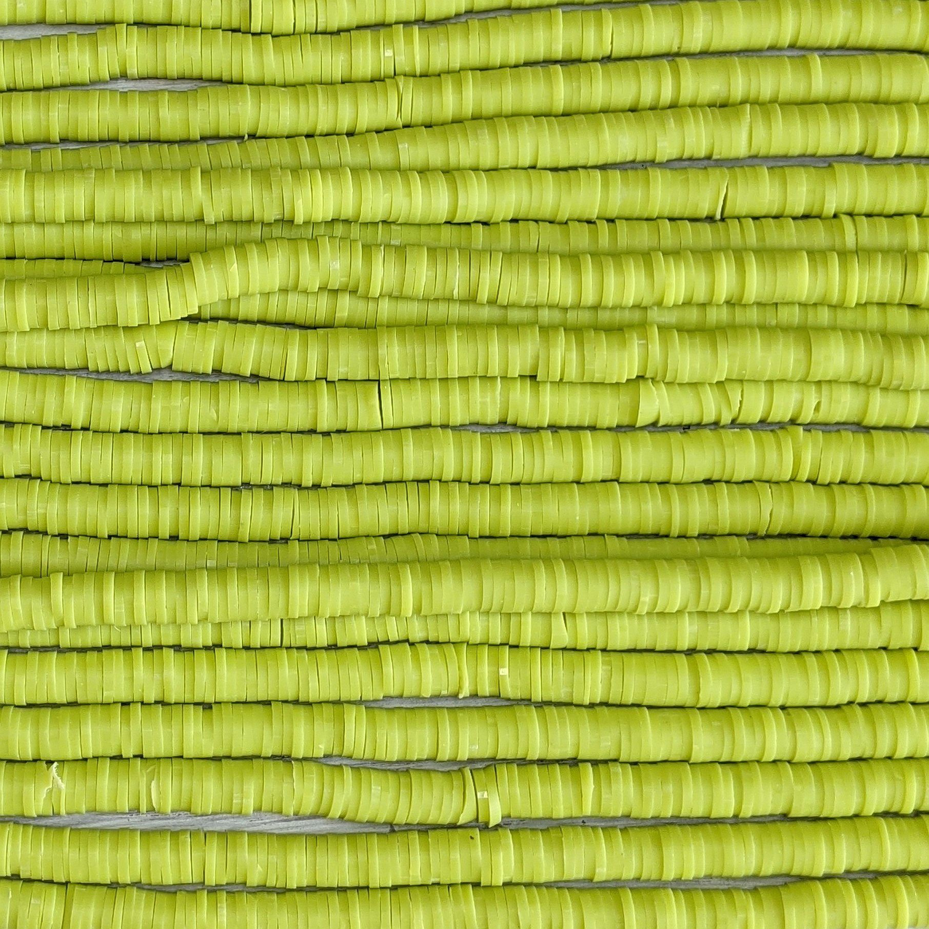 6x1mm Polymer Clay Opaque Light Olive Heishi Beads - 16 Inch Strand ...