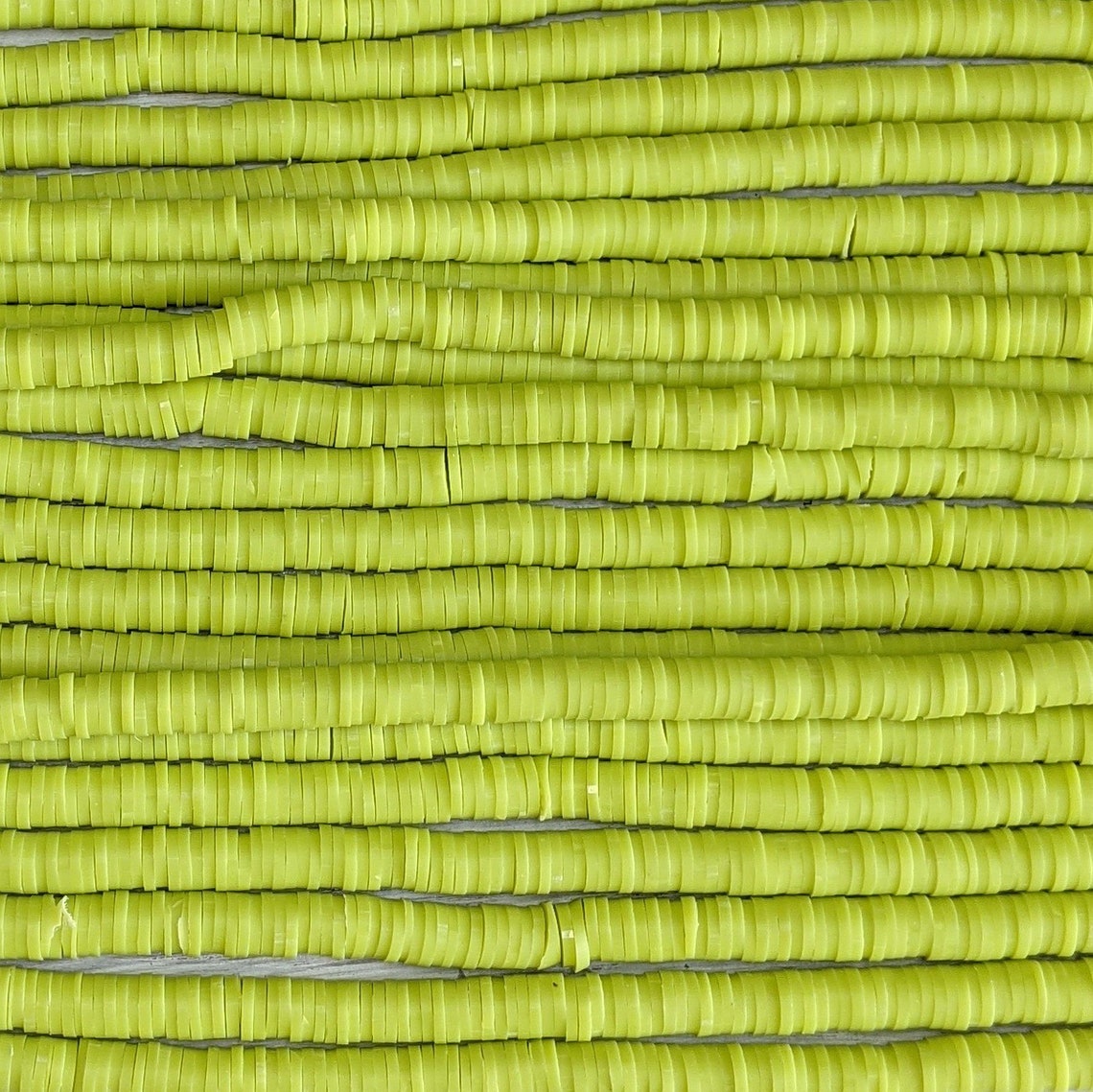 6x1mm Polymer Clay Opaque Light Olive Heishi Beads - 16 Inch Strand ...