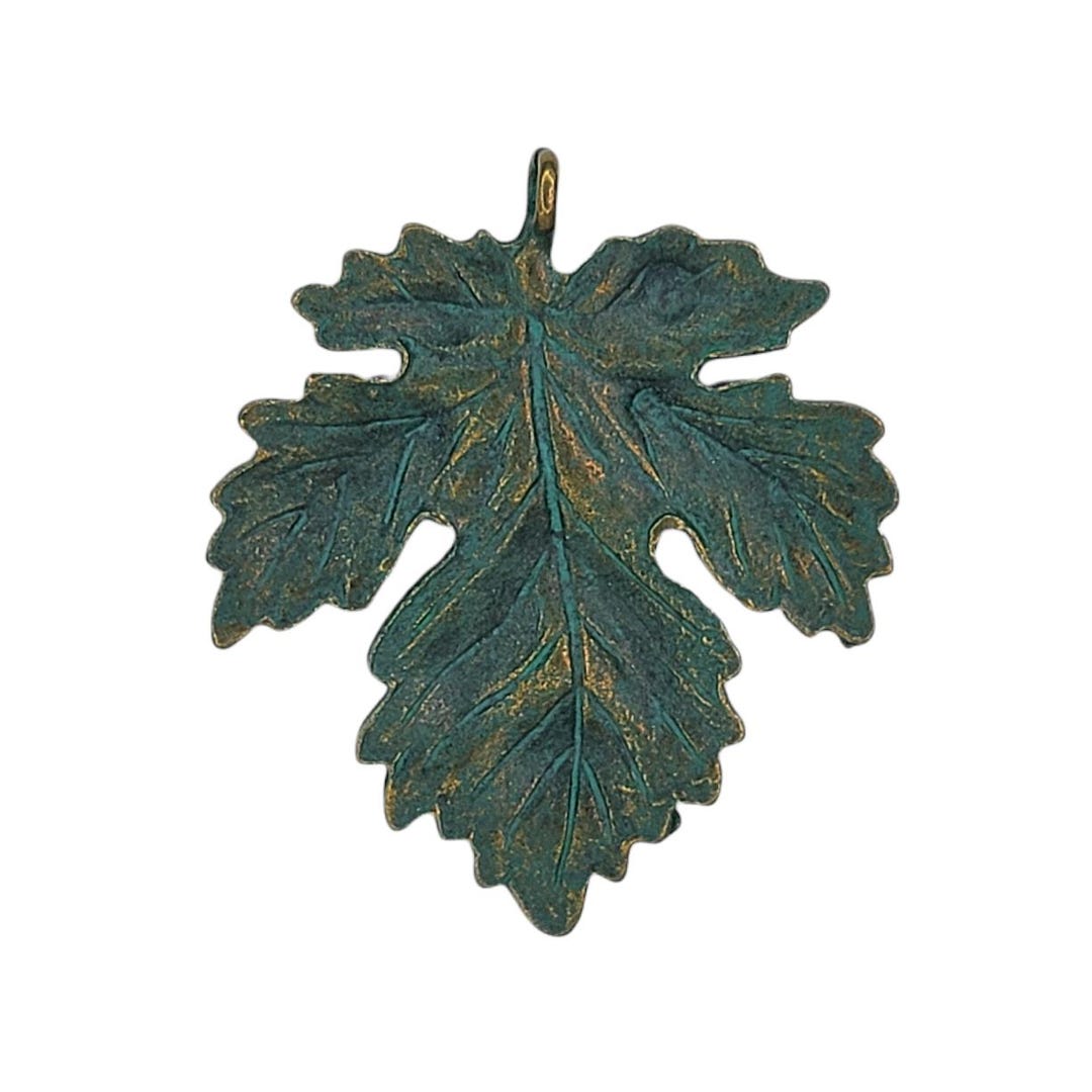 41x35.5x2mm Antique Brass Green Patina Alloy Metal Maple Leaf Earring Component/pendants - Qty 1 ...