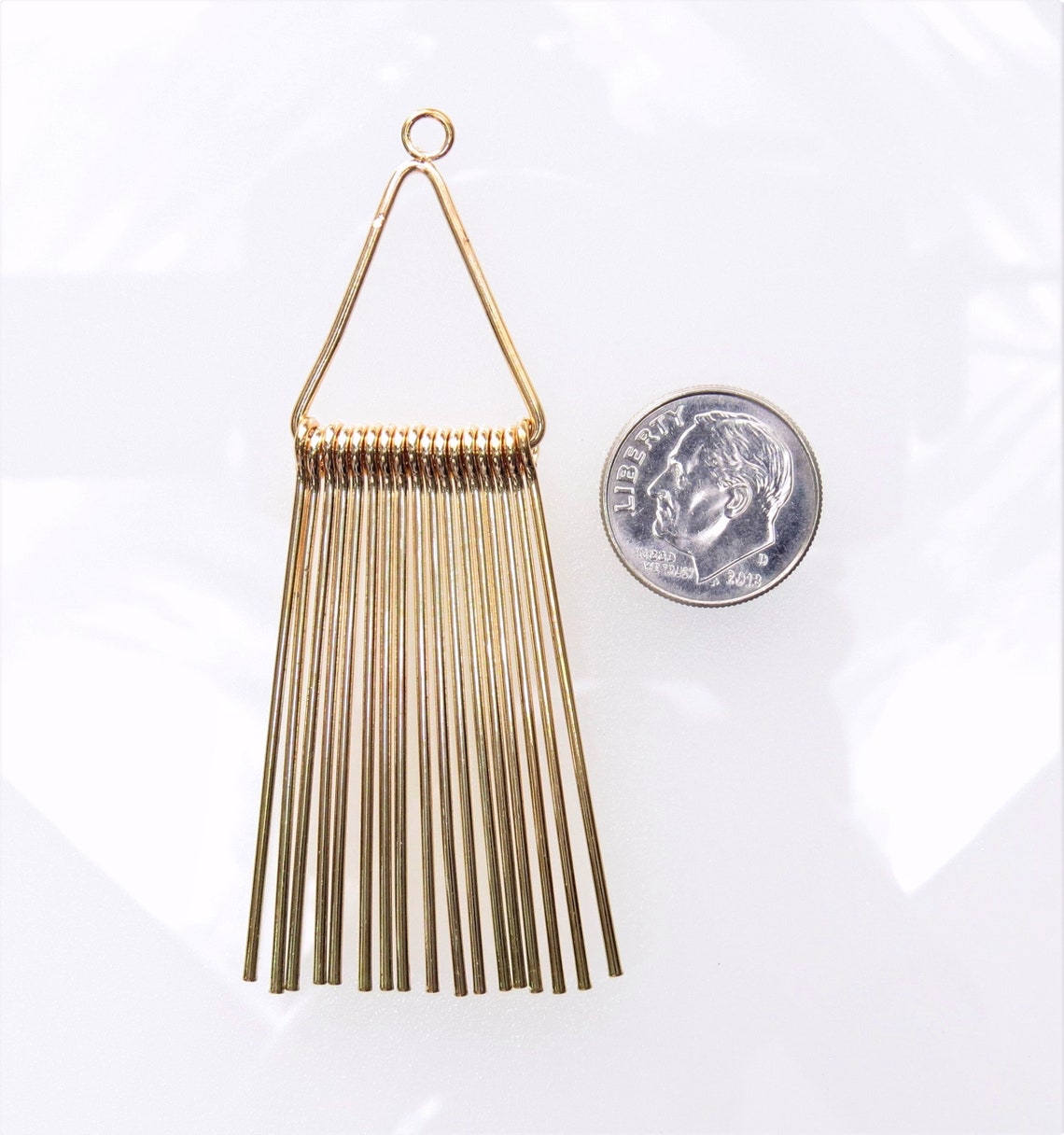 71x20x4mm Light Gold Metal Decorative Triangle Tassel Earring | Etsy