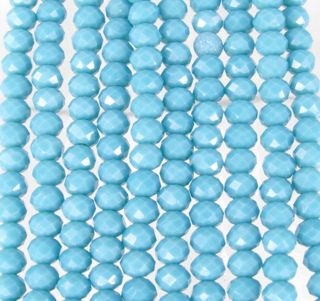 6x5mm Faceted Opaque Blue Turquoise Chinese Crystal Rondel Beads 9 Inch ...
