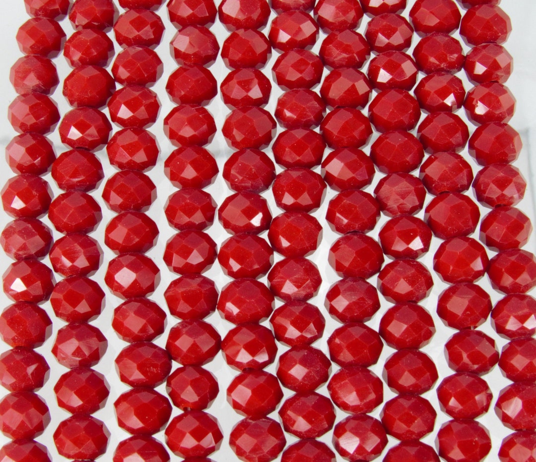 6x5mm Faceted Opaque Red Chinese Crystal Rondel Beads 9 Inch Strand ...