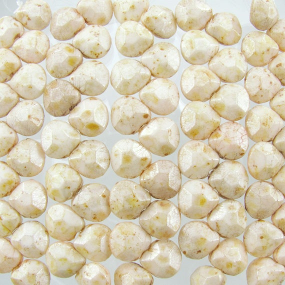 10x9mm Faceted Opaque Aged Ivory Picasso Czech Glass Briolette - Etsy