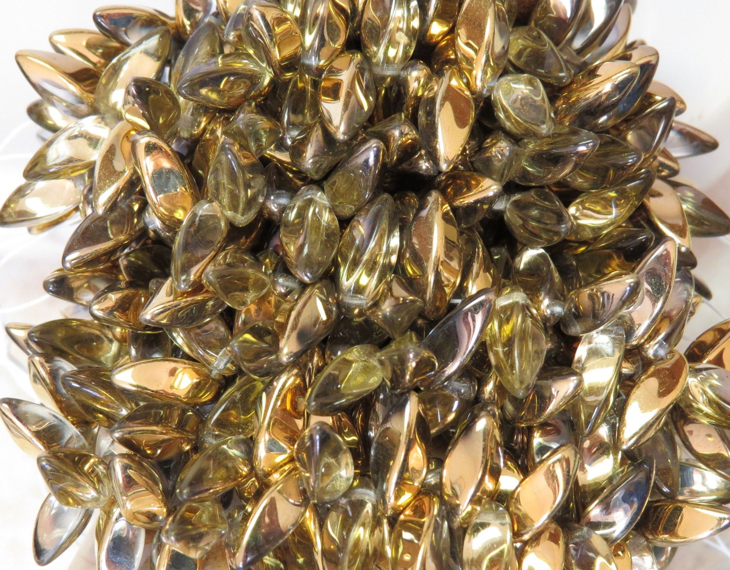 12x6mm 2 Tone Crystal Apollo Gold Czech Glass Twisted Dagger | Etsy