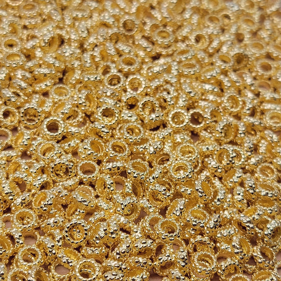 Large 3mm ID Hole 6x3mm Bright Gold Decorative Rondell Alloy Metal ...