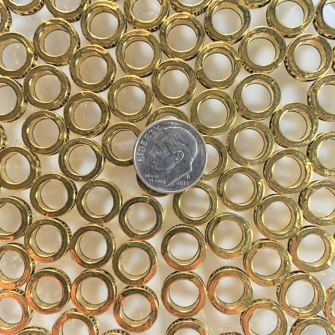 Large 7mm ID Hole 11x4mm Antique Silver Rondell Alloy Metal - Etsy