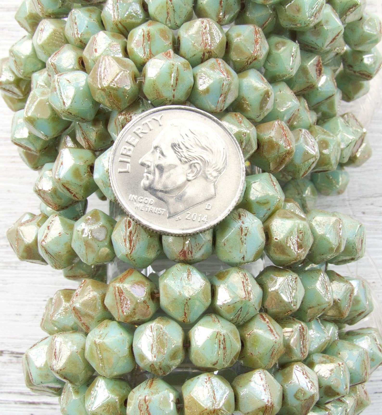 8mm Faceted Opaque Mint Green Lumi Luster Vintage Cut Czech - Etsy