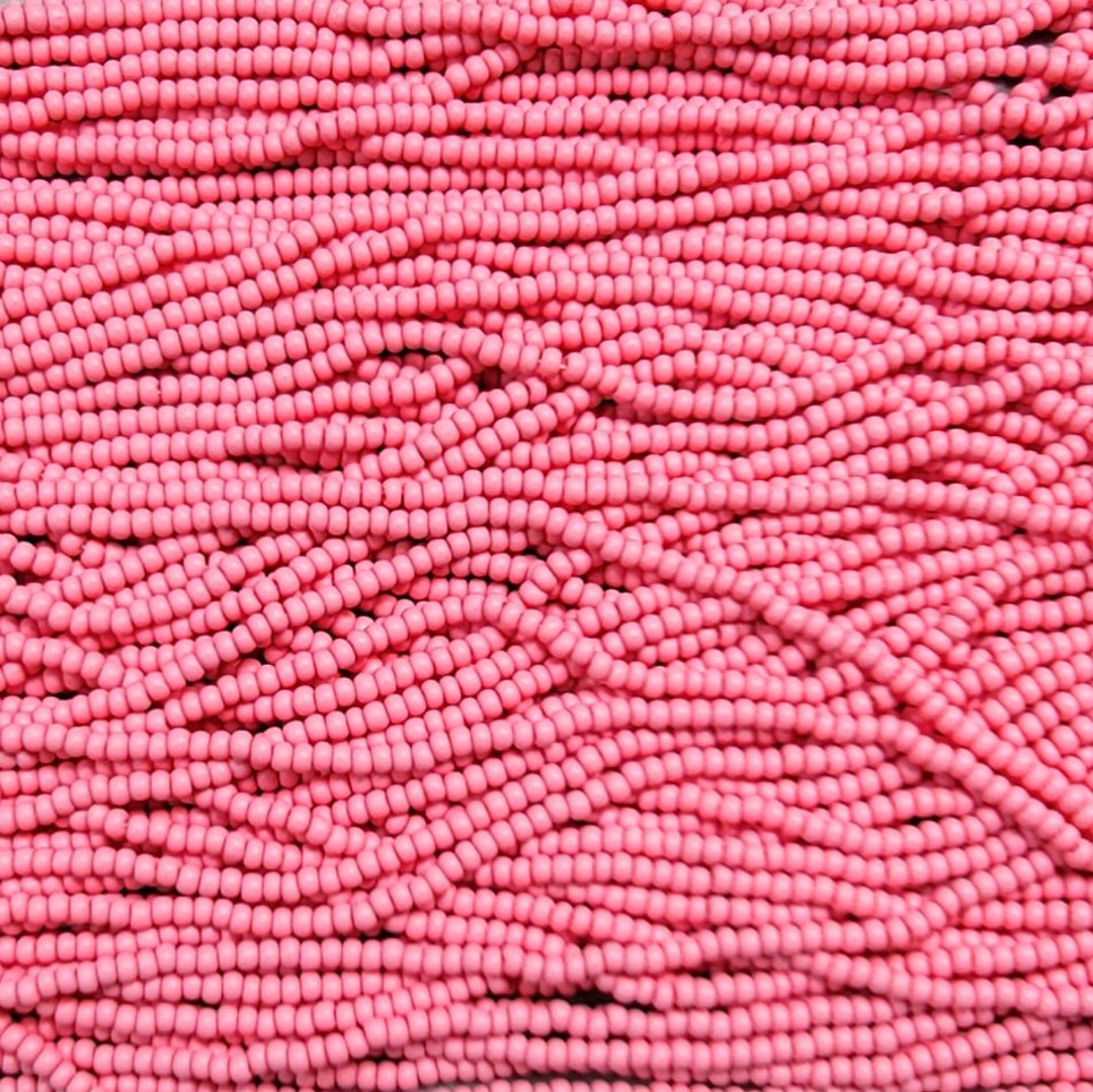 8/0 Matte Opaque Permalux Dyed Chalk Pink Coral Czech Glass Seed Bead ...