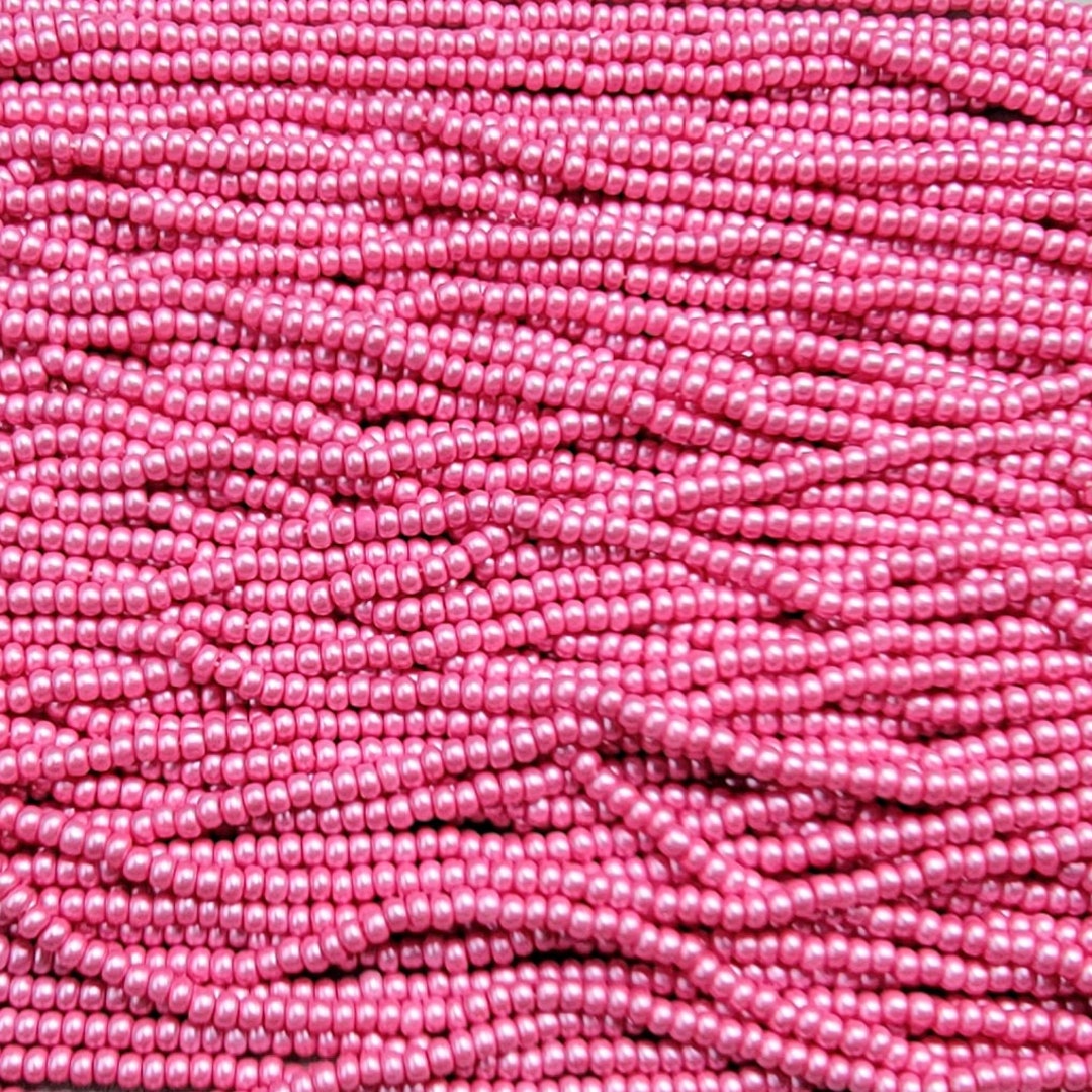 8/0 Opaque Permalux Dyed Chalk Light Pink Czech Glass Seed Bead Strand ...