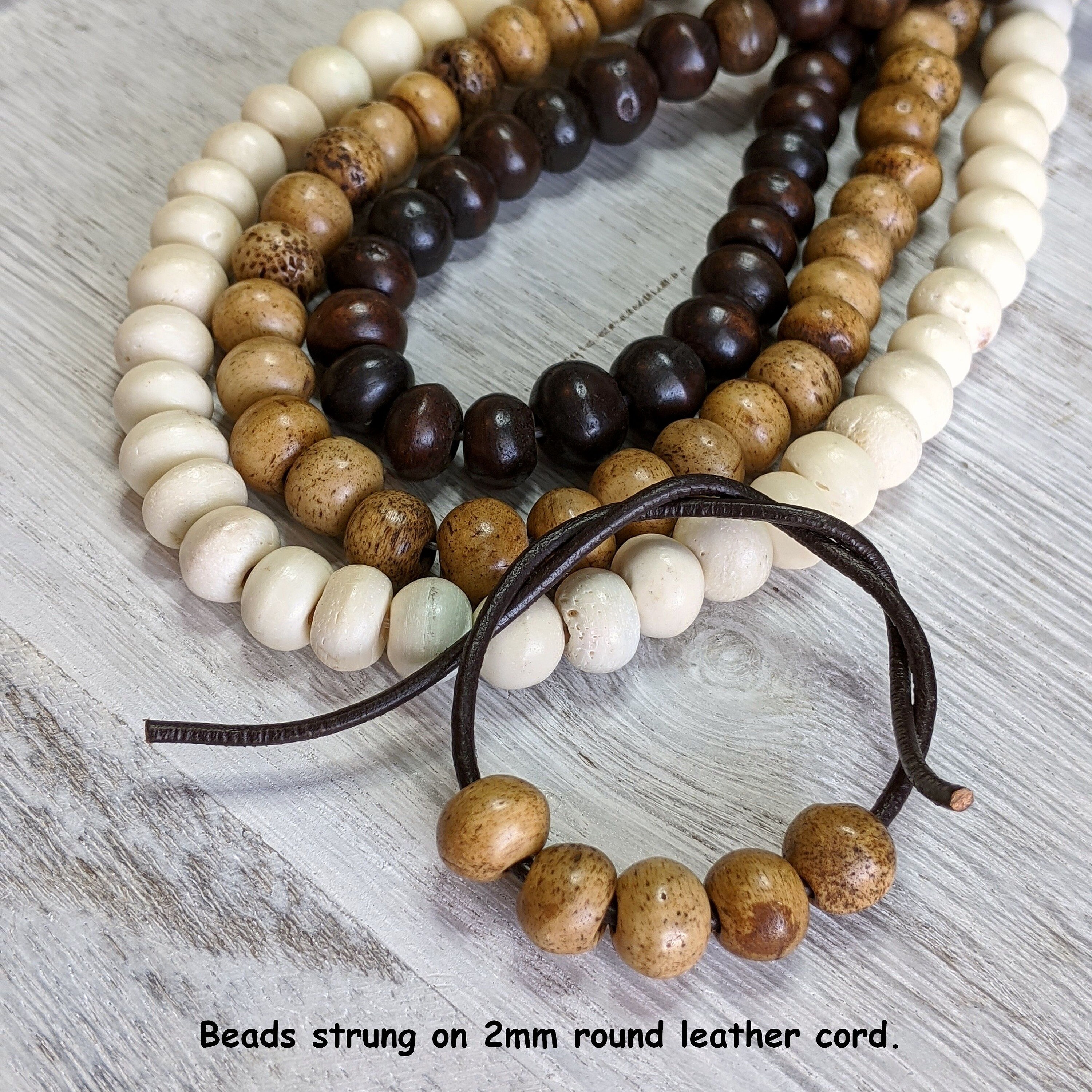 10x8mm Light Brown Water Buffalo Bone Rondelle Beads - 15 Inch Stand ...