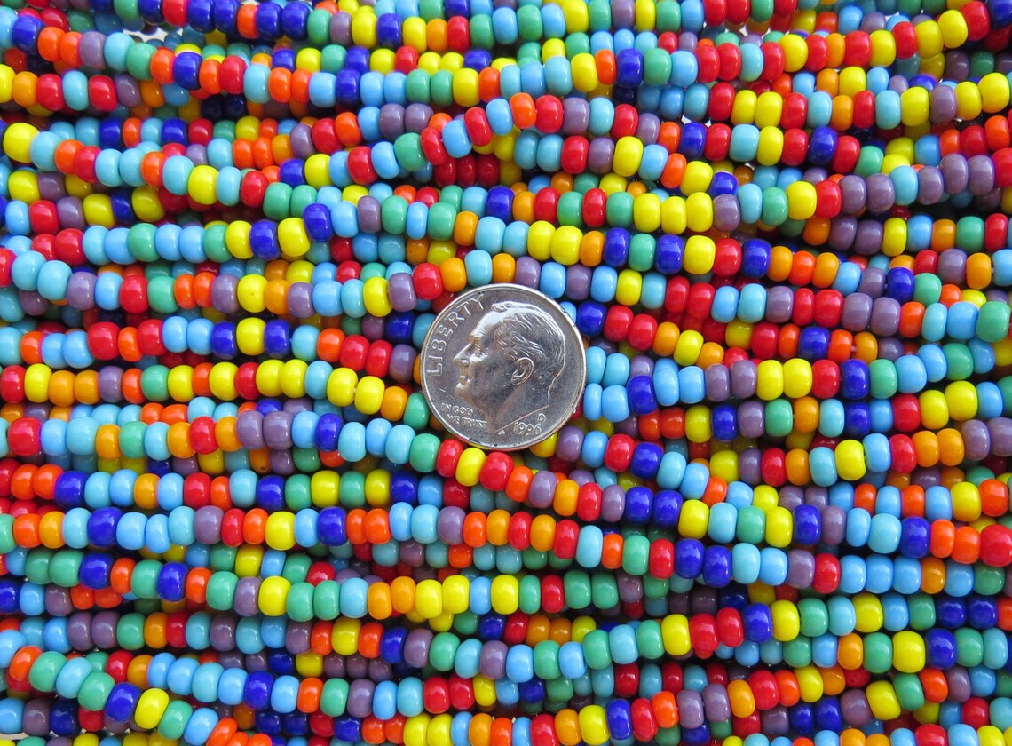 6/0 Opaque Rainbow Mix Czech Glass Seed Bead Strand CW177 - Etsy