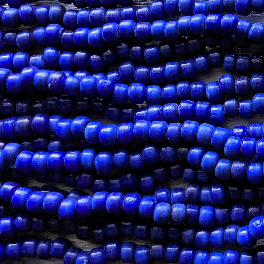 Opaque Cobalt Blue - Size 9x6mm (3mm Hole) Recycled Glass Crow Beads ...