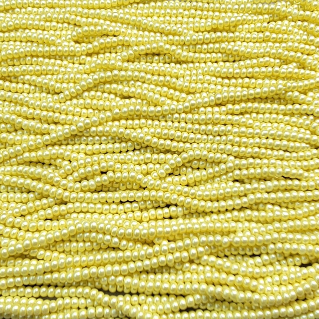 8/0 Opaque Permalux Dyed Chalk Light Yellow Czech Glass Seed Bead ...