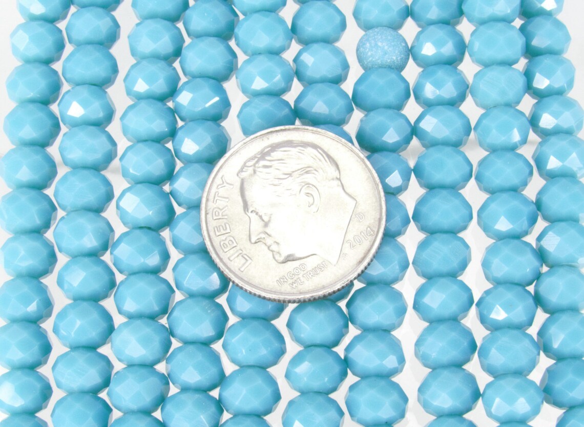 6x5mm Faceted Opaque Blue Turquoise Chinese Crystal Rondel - Etsy