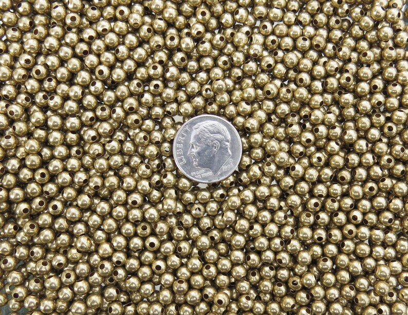 4mm Unplated Brass Metal Round Beads - Qty 50 (MB112) - Etsy