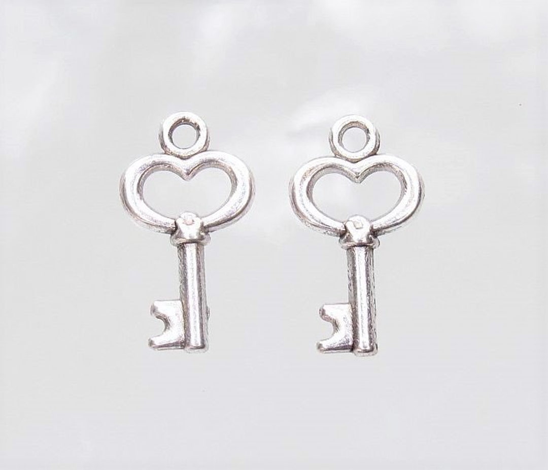 Tiny Skeleton Key 15x9x2mm Antique Silver Alloy Metal Charm/small ...