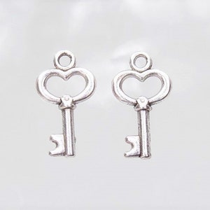 Tiny Skeleton Key 15x9x2mm Antique Silver Alloy Metal Charm/small ...