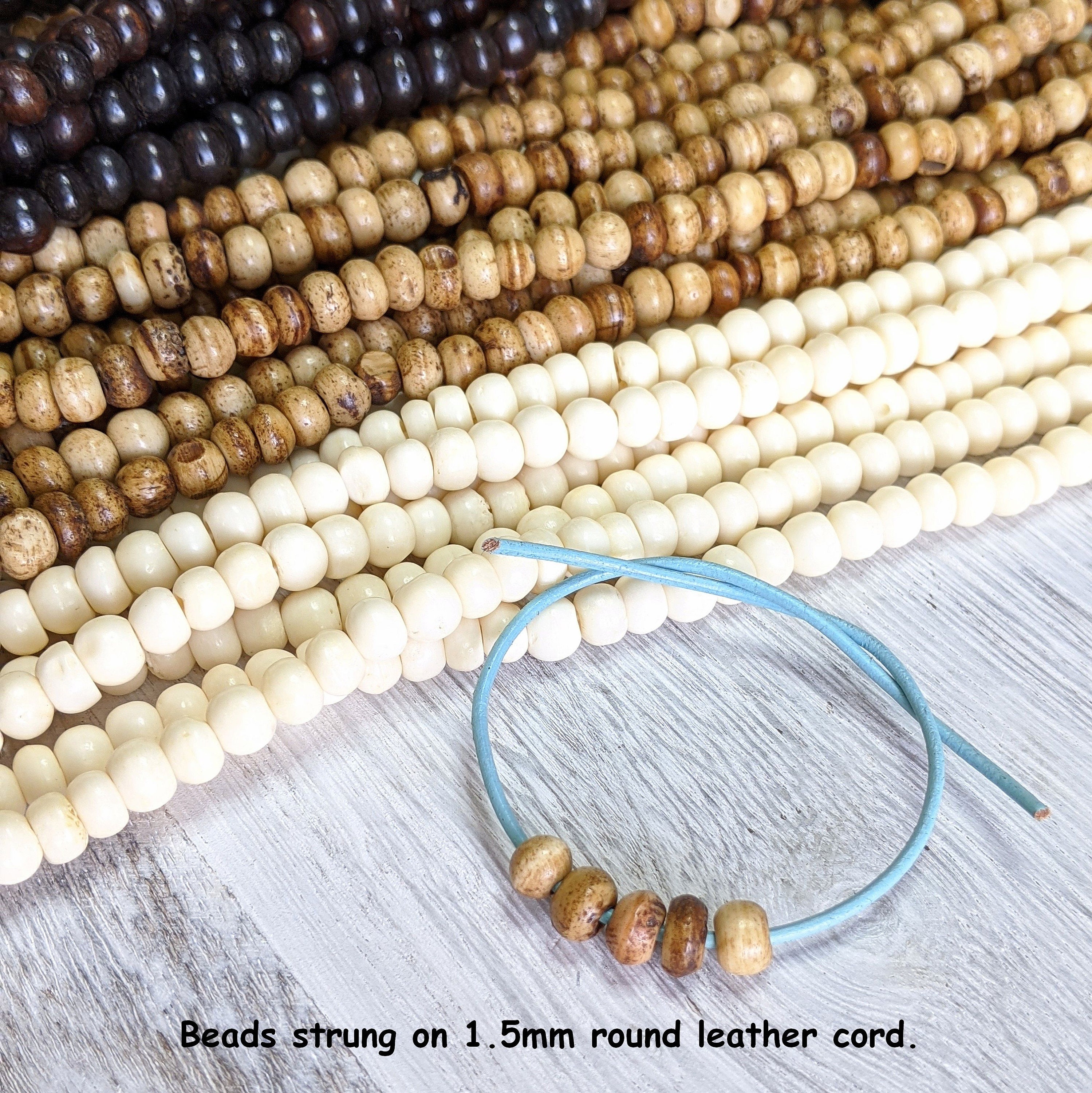 6x4mm Light Brown Water Buffalo Bone Rondelle Beads - 15 Inch Stand ...