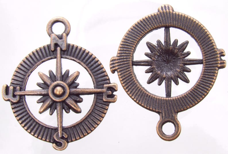 29x25mm Antique Copper Alloy Metal Compass Charm/pendant Qty | Etsy