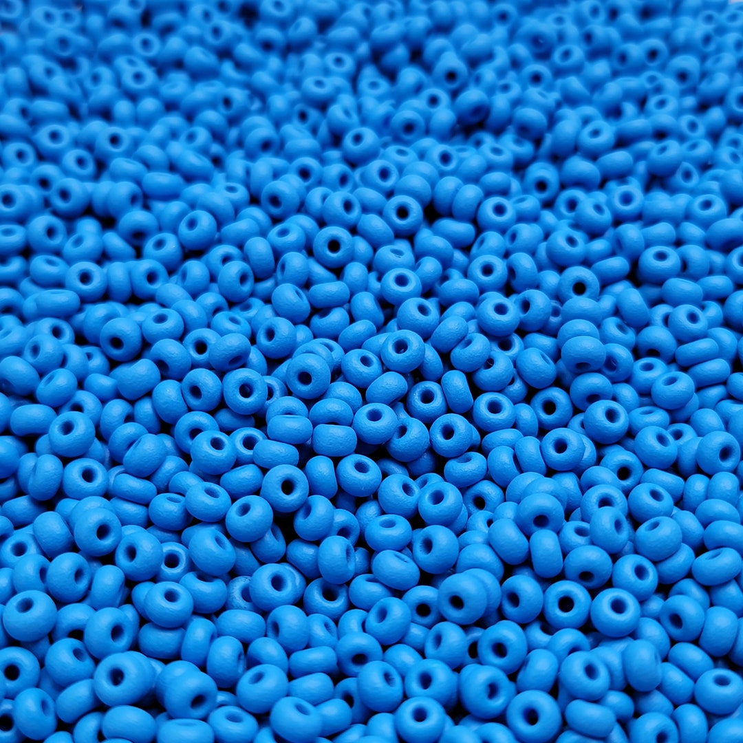 6/0 Matte Opaque Permalux Dyed Chalk Light Blue Czech Glass Seed Beads ...