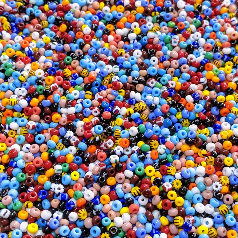 6/0 Opaque Stripes and Solids Mix Czech Glass Seed Beads 20 Grams ...