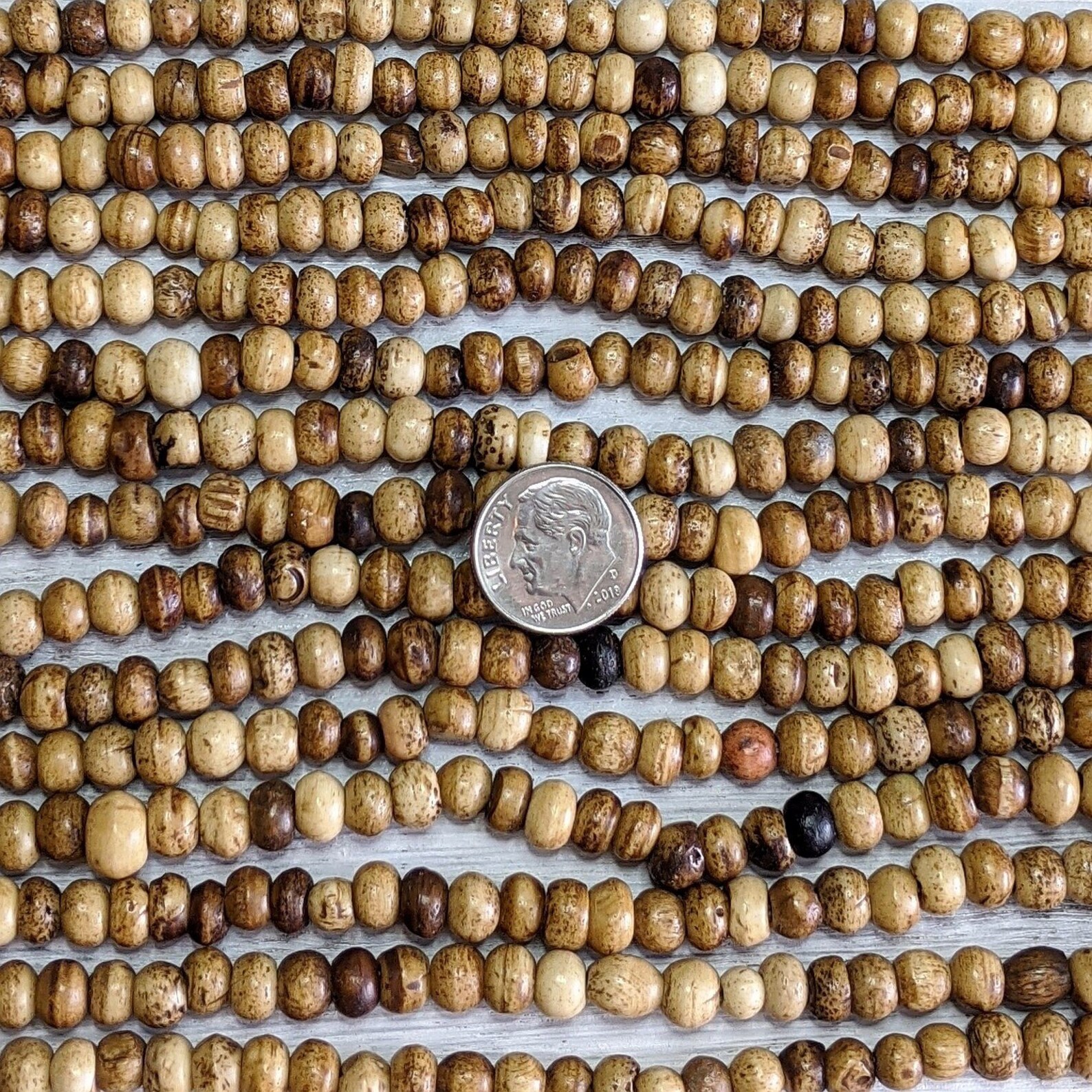 6x4mm Light Brown Water Buffalo Bone Rondelle Beads - 15 Inch Stand ...