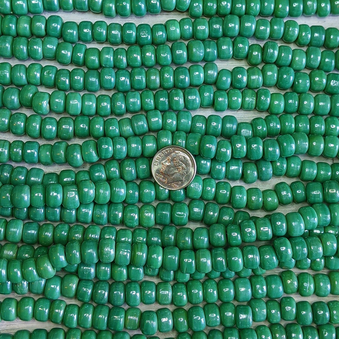 Opaque Green Luster Size 9x6mm 3mm Hole Recycled Glass - Etsy