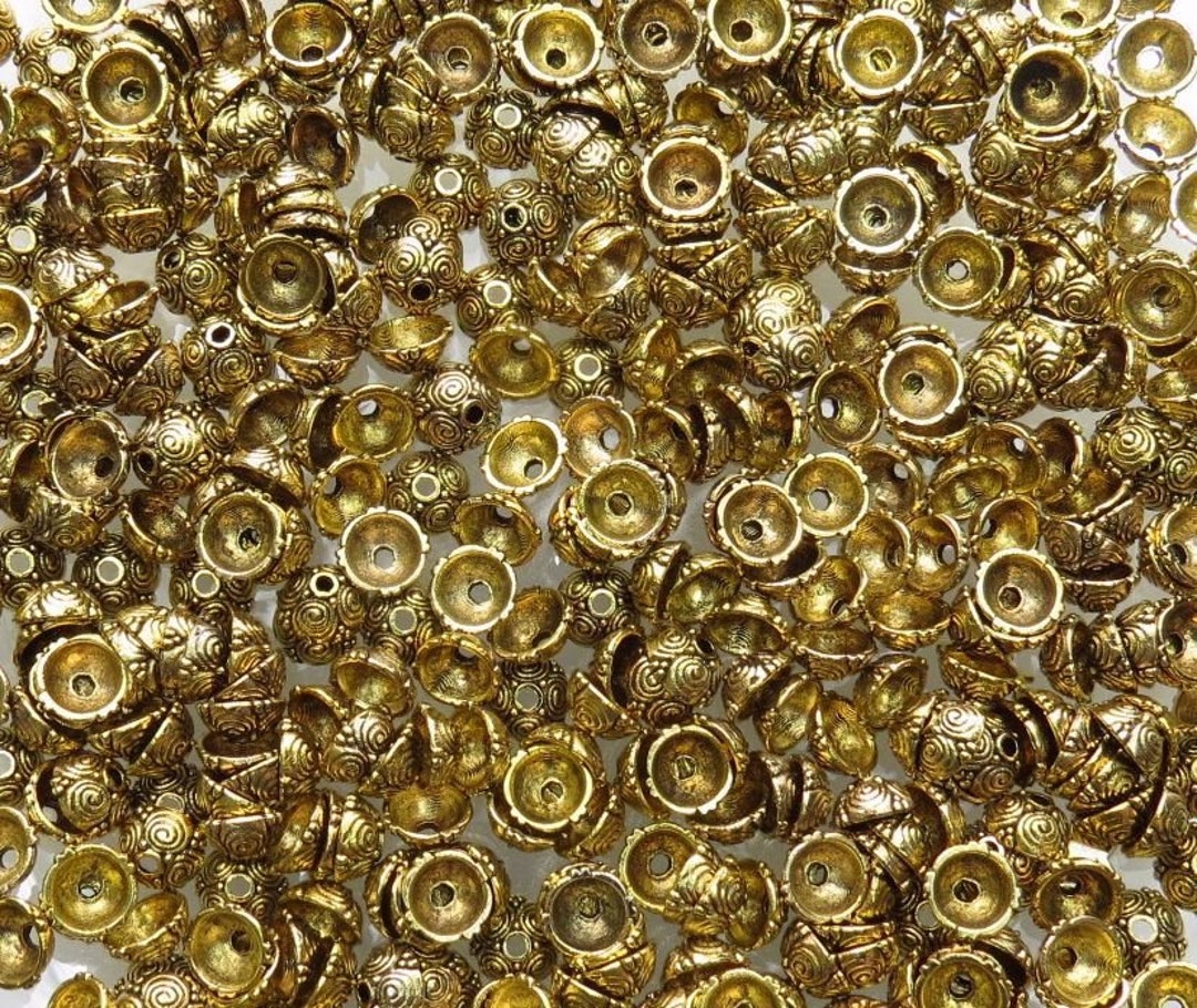 8mm Antique Gold Alloy Metal Bead Caps - Qty 20 (MB258) - Etsy