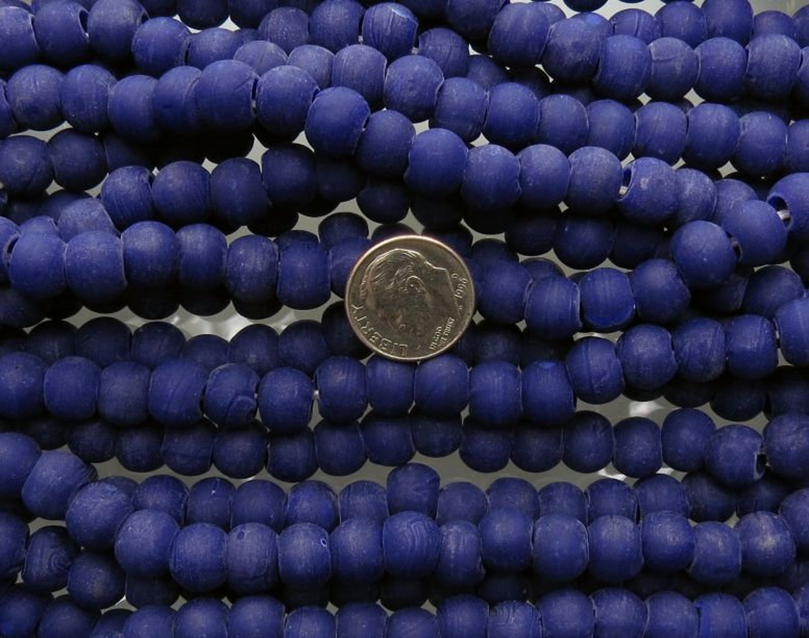 10mm 4mm Hole Size Matte Opaque Cobalt Round Recycled Glass - Etsy