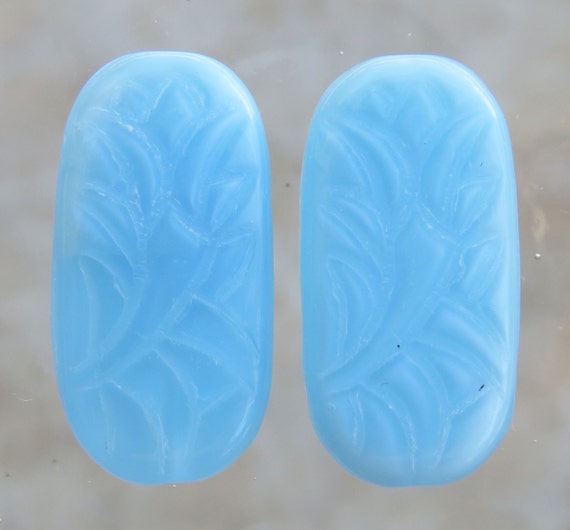 LARGE 25x12mm 2 Tone Opaque Blue Turquoise and Crystal | Etsy