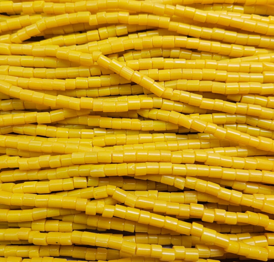 Golden Yellow Glass Tube Beads - Size 5x4mm (1.50mm Hole) - 16 Inch ...