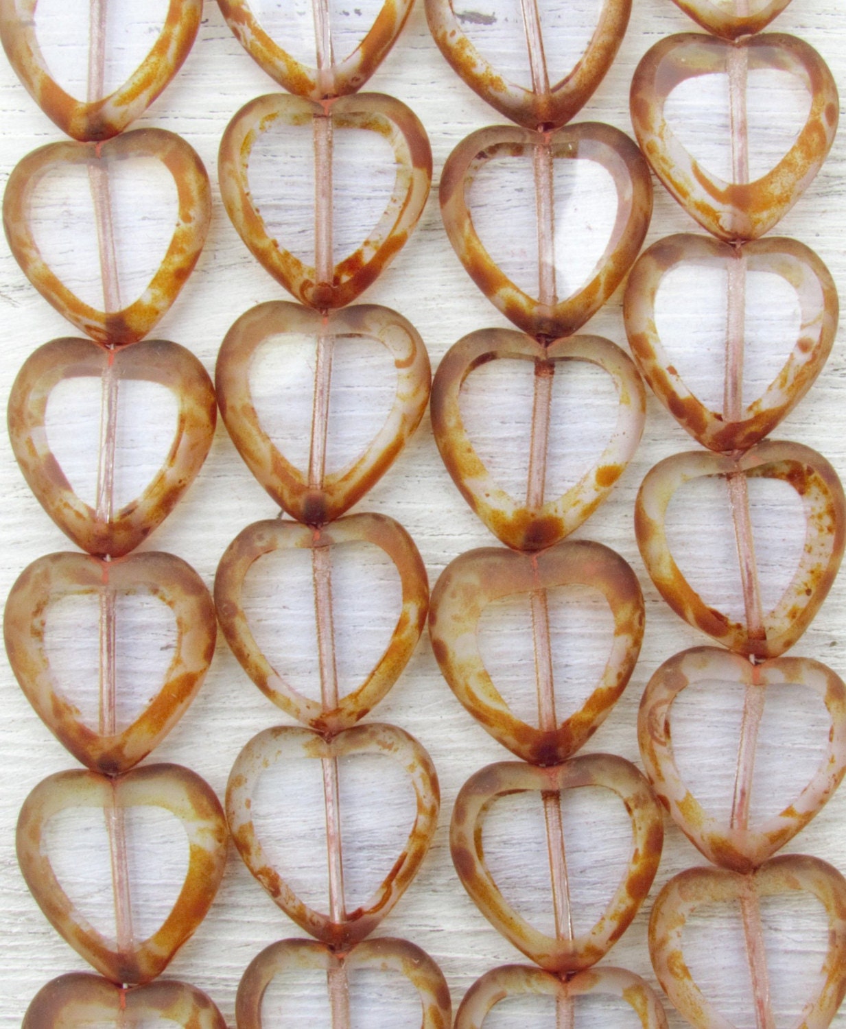 15mm Transparent Alexandrite Picasso Edged Table Cut Czech Glass Heart ...
