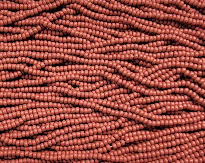 8/0 Matte Opaque Permalux Dyed Chalk Brown Czech Glass Seed Bead Strand ...