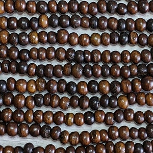 8x6mm Dark Brown Water Buffalo Bone Rondelle Beads - 15 Inch Stand ...