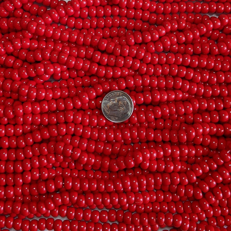 1/0 Opaque Light Red Czech Glass Seed Beads - 20 Inch Strand (1BW300 ...