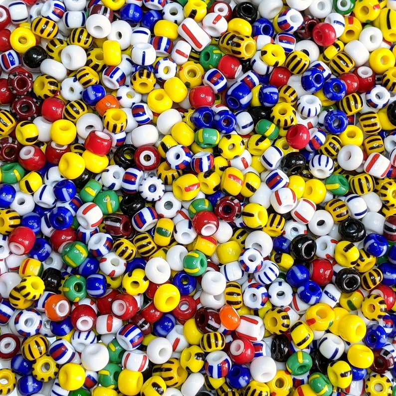 32/0 Opaque Stripes and Solids Mix Czech Glass Seed Beads 20 Grams ...