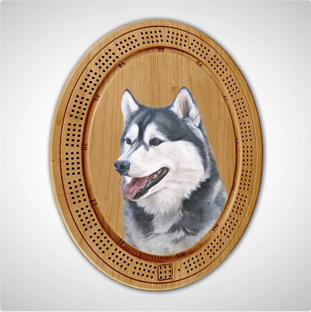 Siberian Husky Portrait Cribbage Board - Etsy