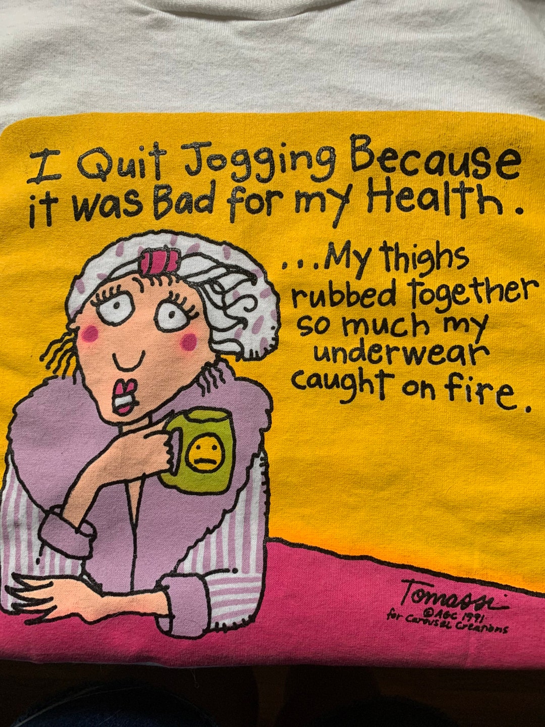 Vintage 90s Funny Comic Anti -working Out Tshirt “ I Quit Jogging ...