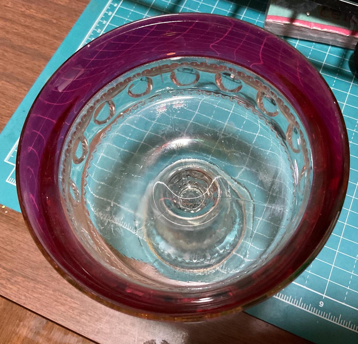 Vintage King’s Crown Ruby Flash Thumbprint Pattern Candy Compote. (1 ...