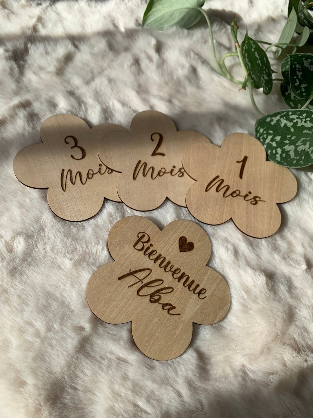 Personalized Baby Milestone Cards With Flowers, Flower-shaped Cards ...