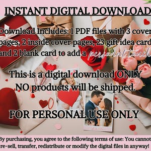 Printable Romantic Gift Card Book. A Unique Gift Idea for Valentines ...