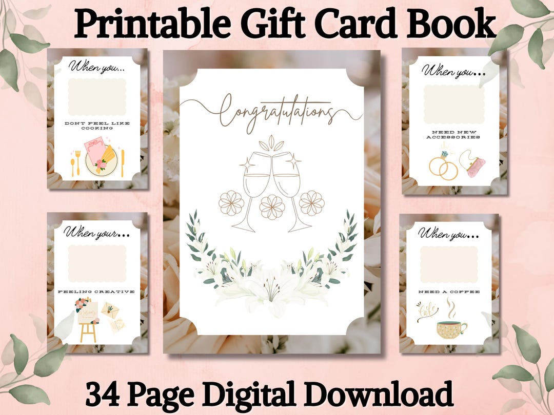 Wedding Gift Card Book: Printable Anniversary Keepsake (PDF) - Etsy