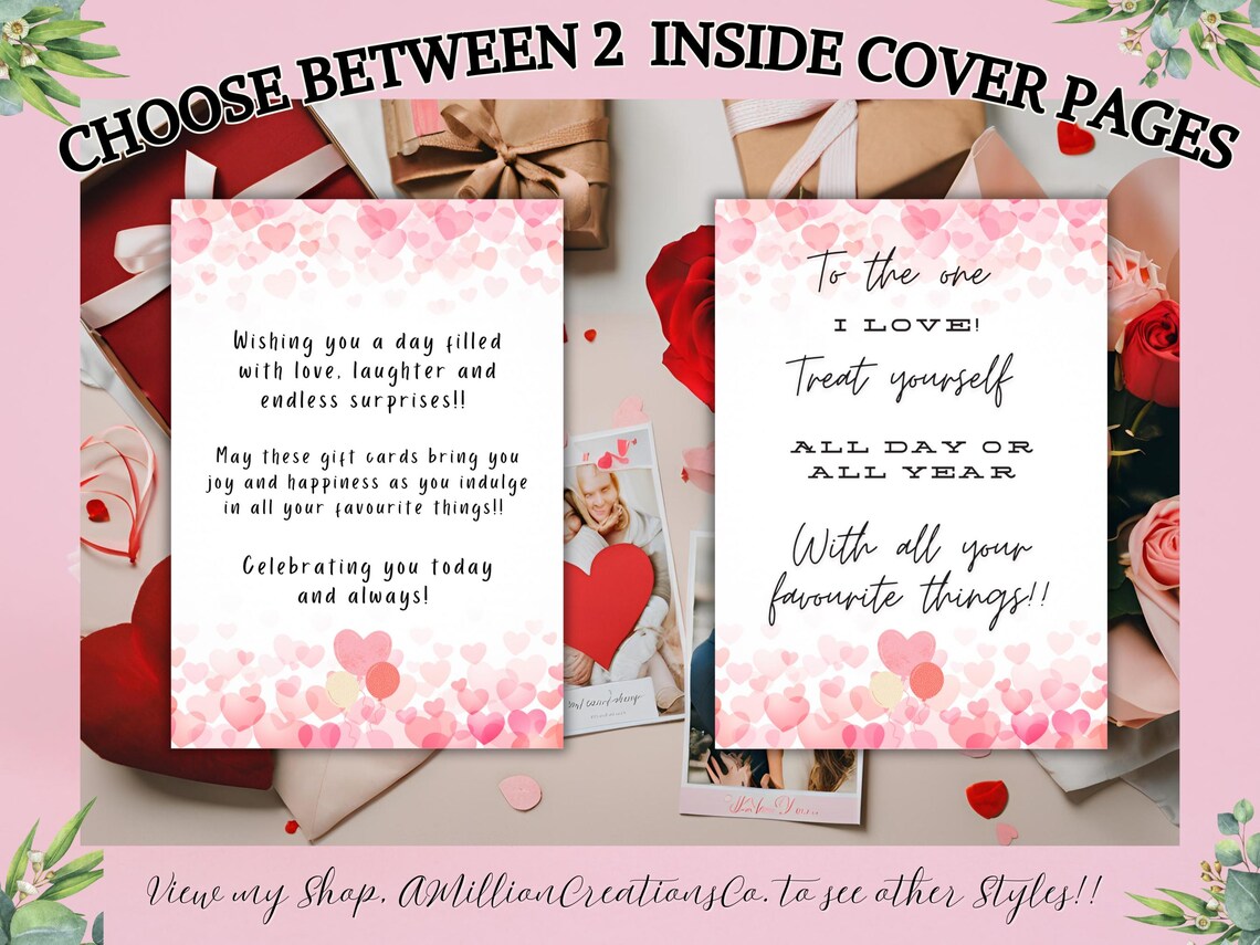 Printable Romantic Gift Card Book. A Unique Gift Idea for Valentines ...