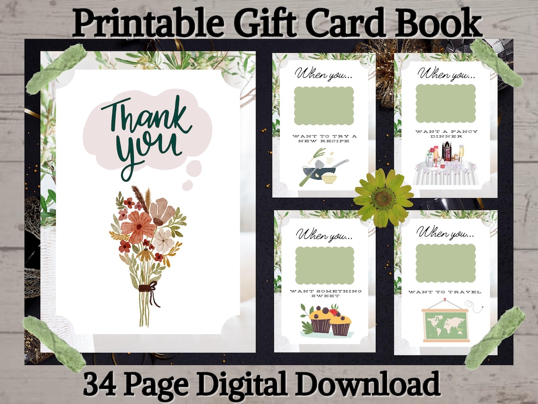 Printable Thank You Gift Card Book: Thoughtful Gift (PDF Download) - Etsy