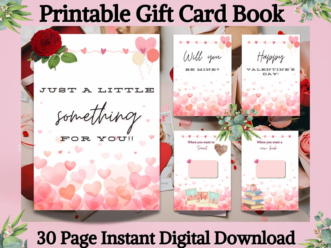 Printable Romantic Gift Card Book. A Unique Gift Idea for Valentines ...
