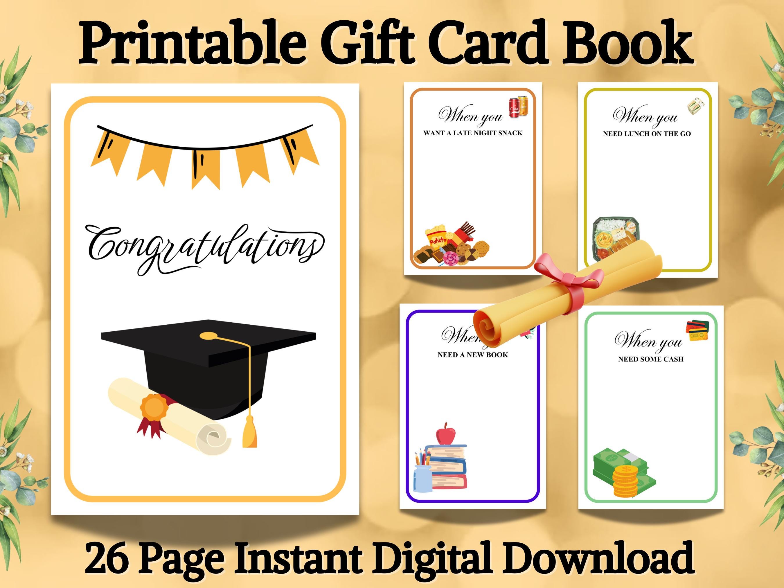 Printable Graduation Gift Card Book. A Unique Gift Idea That is Perfect ...