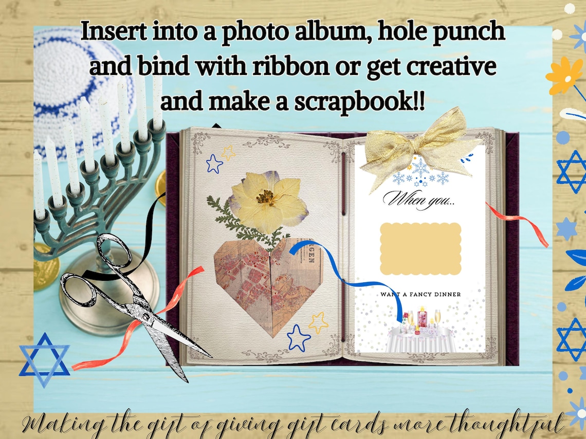 Hanukkah Gift Card Book Printable (32 Pages) (digital Download) - Etsy